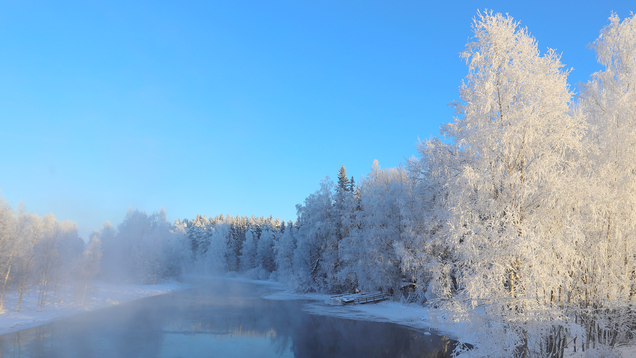 Frozen River and Trees Evoking Winter's Pristine Beauty | landscape ...