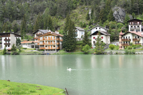 Alpine Village by Lake Radiating Tranquility and Charm | landscape ...