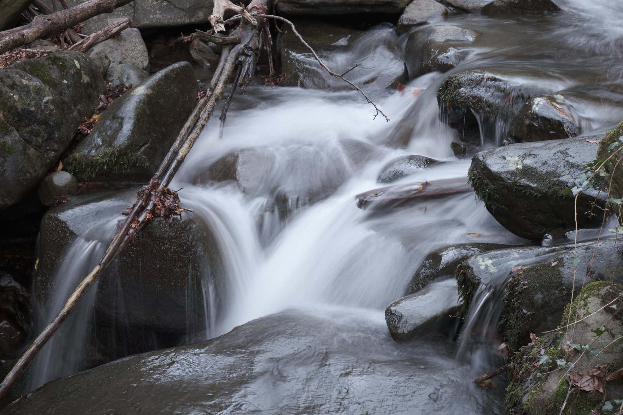 Cascading Stream Over Rocks Evoking Flow and Natural Serenity ...
