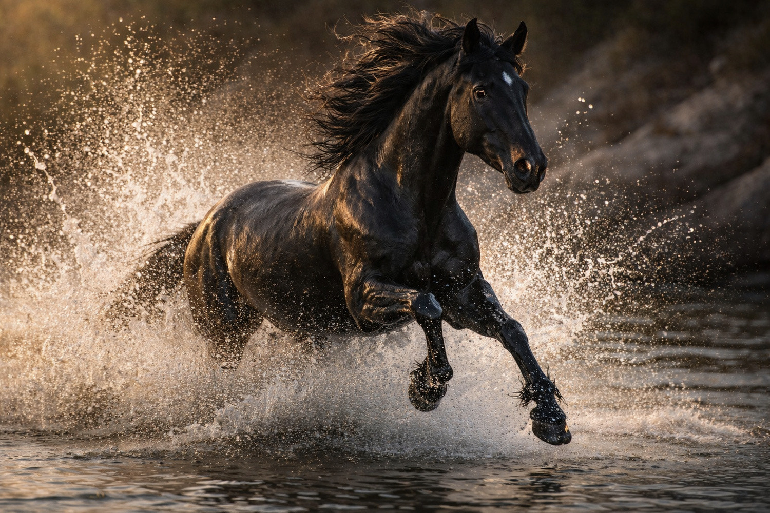 Powerful Horse Galloping Through Splashing Water | nature photo by Paul ...