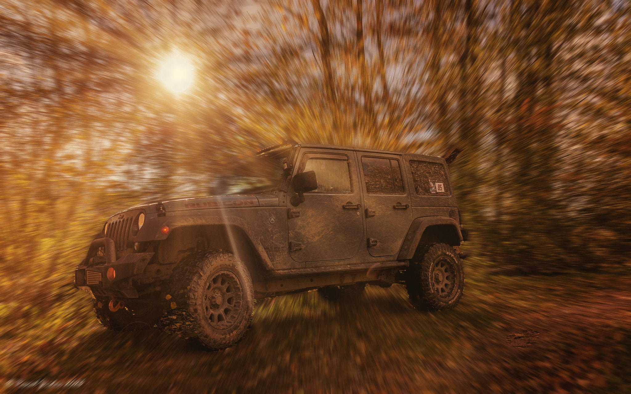 Off-Road Vehicle Navigating Forest Path Radiating Adventure | still ...