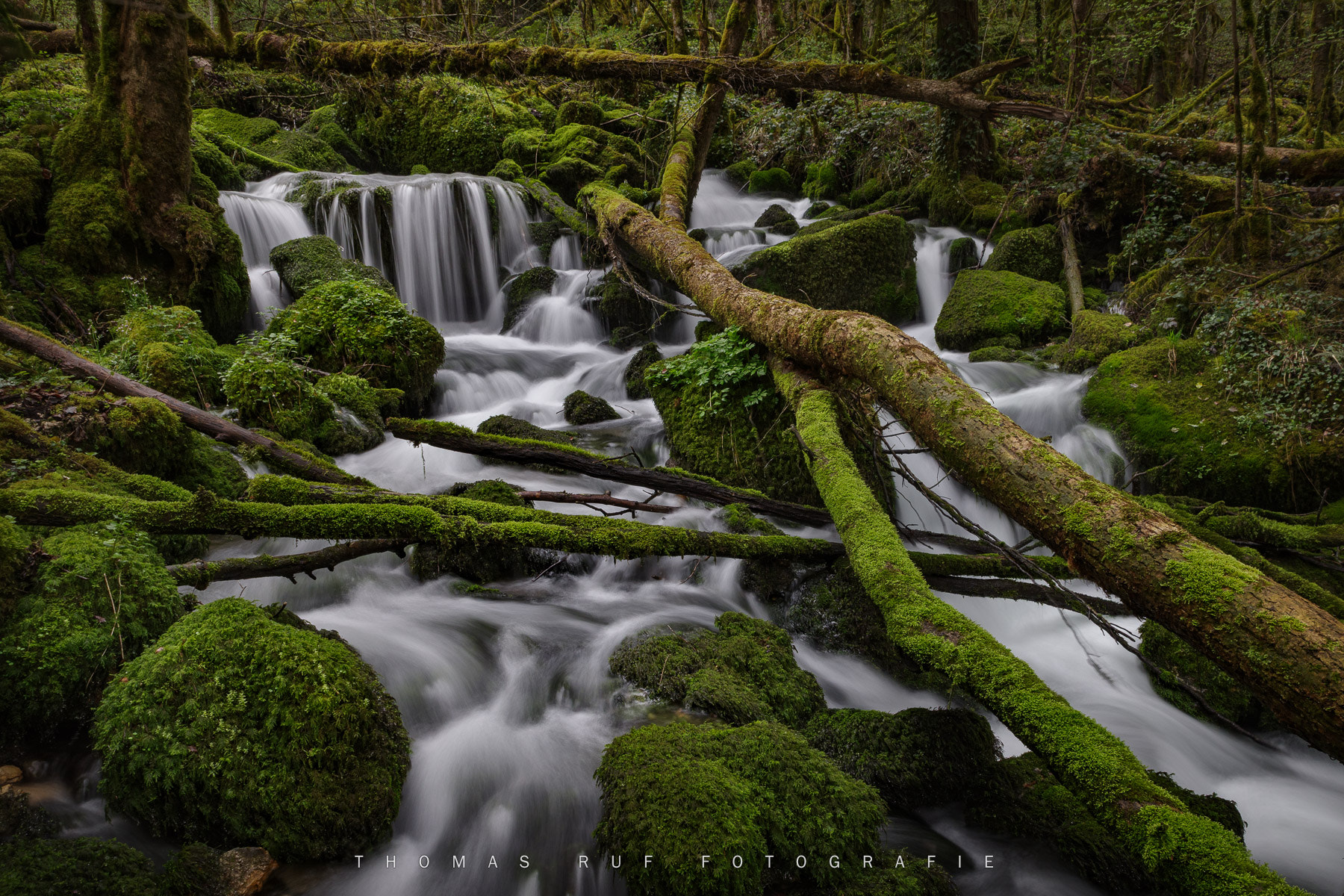 Mossy Waterfall Illustrating Nature's Serene Flow | landscape photo by ...