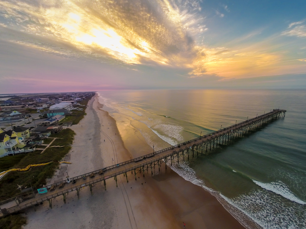 Aerial photo of Surf city pier at sunrise by Jonathan Richey / 500px
