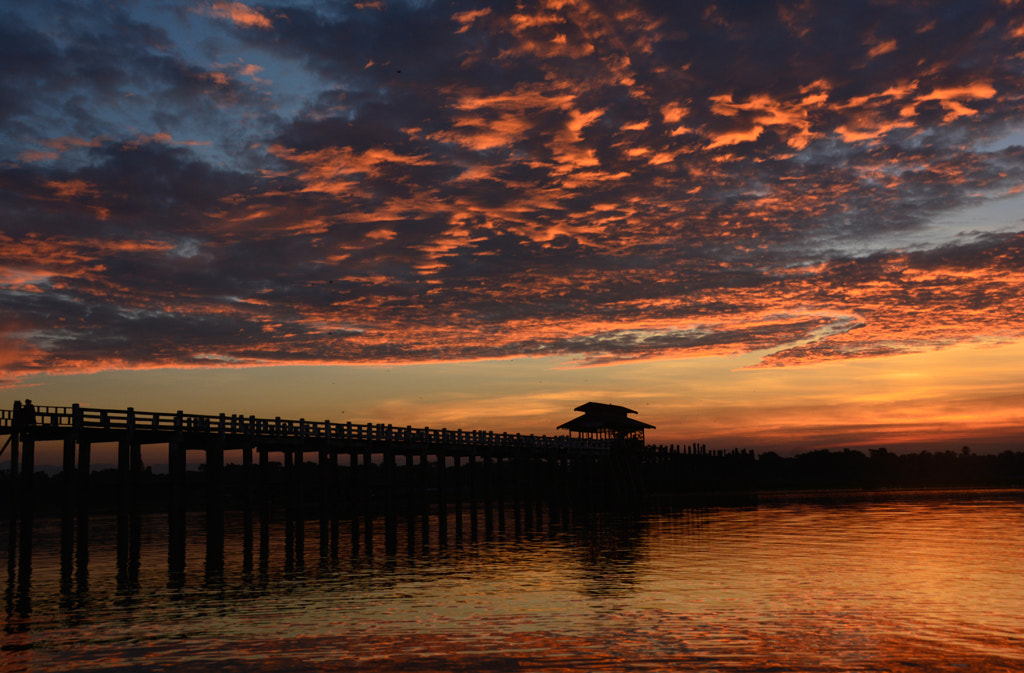 Ubein bridge sunks in the sunset, Mandalay, Myanmar by Nhi Dang / 500px