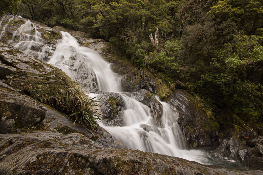 Fantail falls in the haast pass, New Zealand by Ben Hulsbosch / 500px