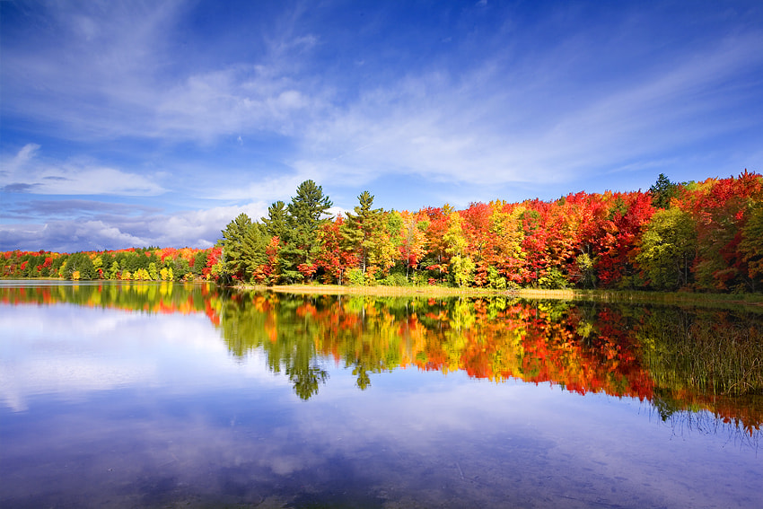Michigan, Upper Peninsula, Lake, Fall Colors, Foliage, Reflection by ya ...