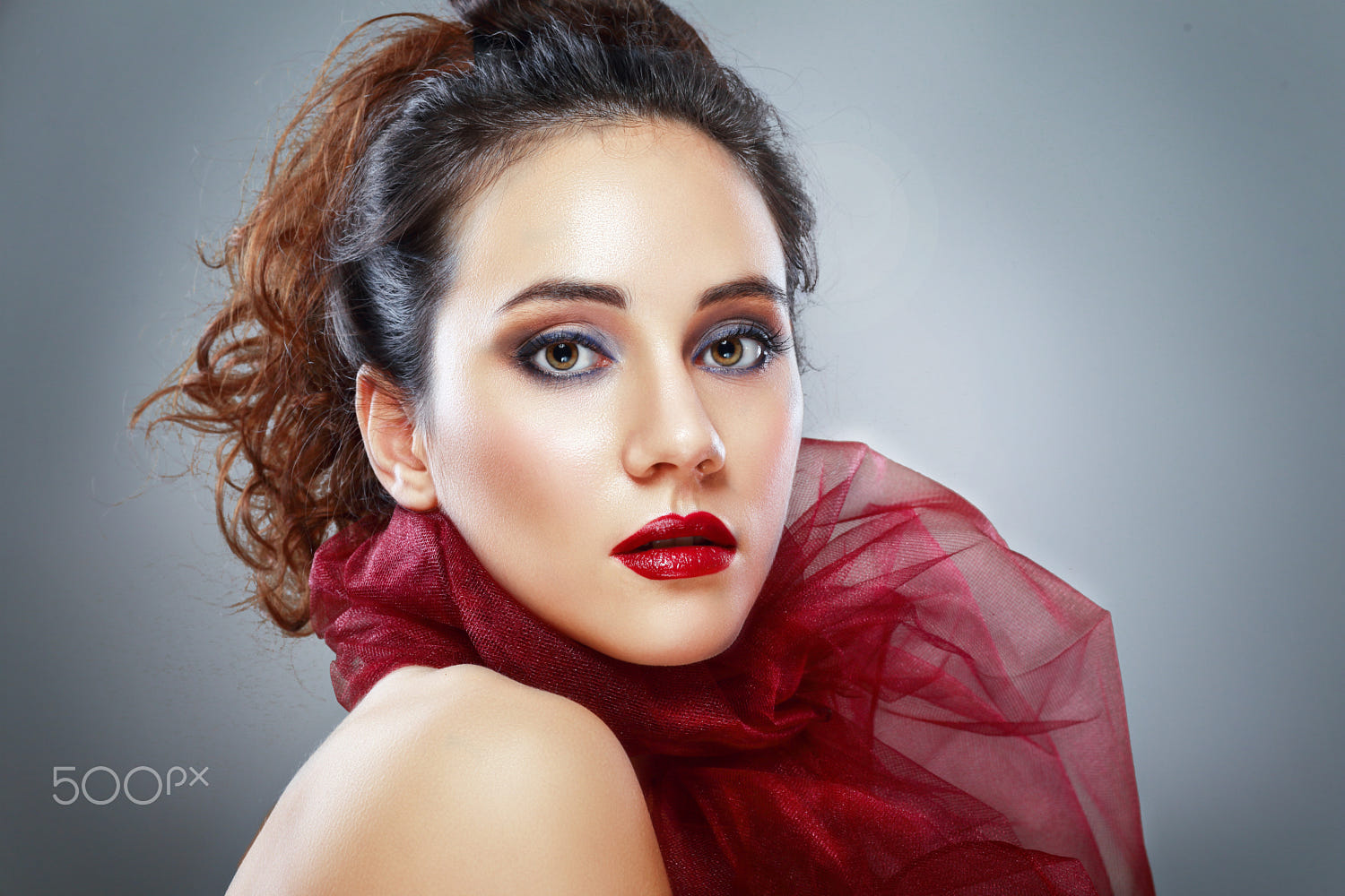 Beautiful Woman In Red Scarf By Olena Zaskochenko 500px