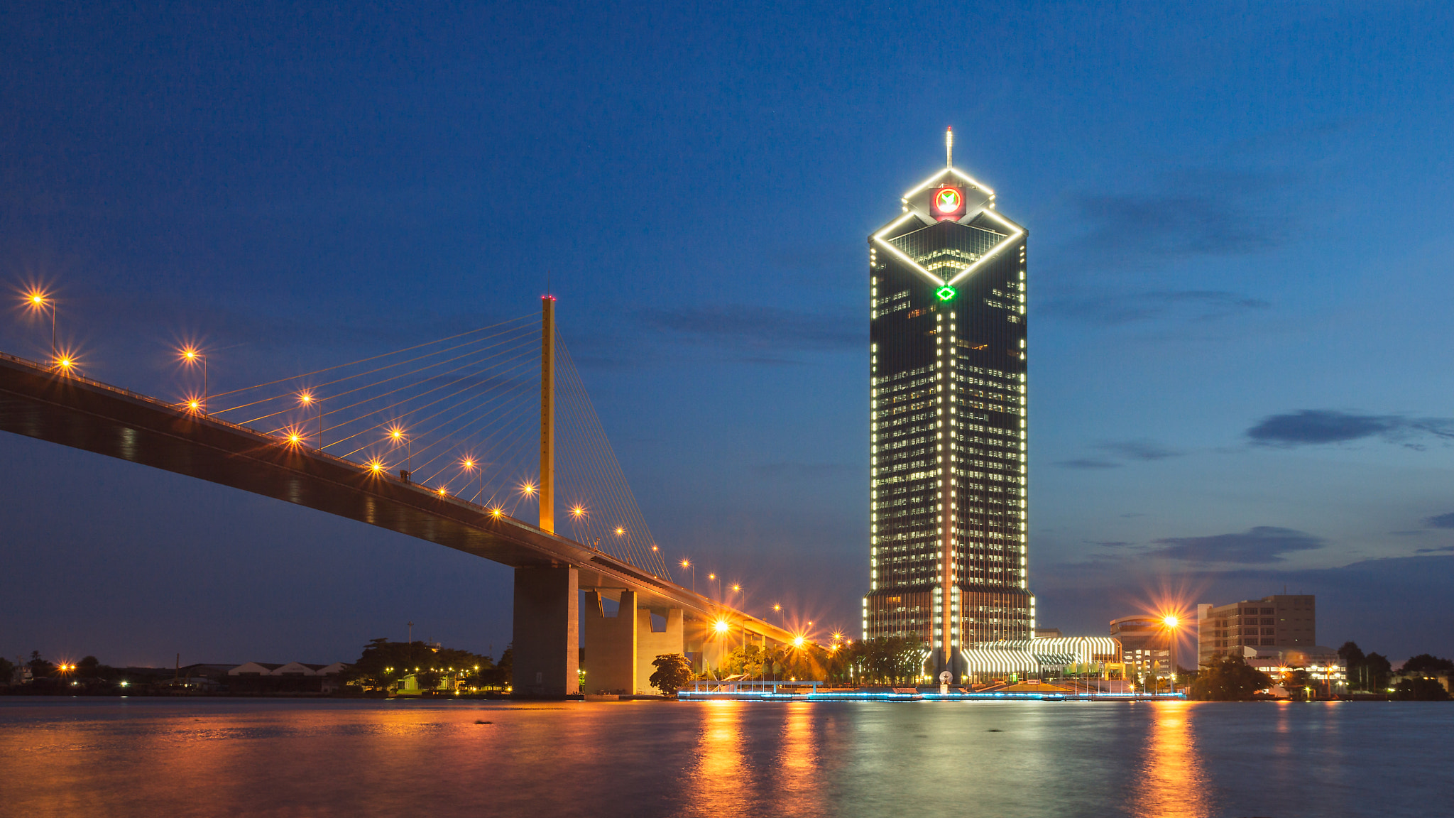 Rama 9 Bridge at Chaopraya river, Bangkok Thailand by Alongkot ...