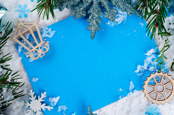 Christmas card with decorated fir tree on snow. by Yuliia Mazurkevych ...
