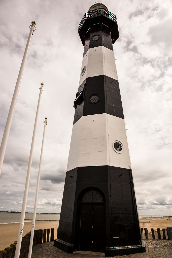 Black and white striped lighthouse, Breskens, The Netherlands by ...