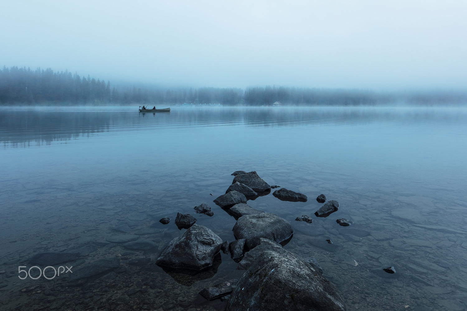 Misty Morning at Maligne Lake by Annie Fu / 500px