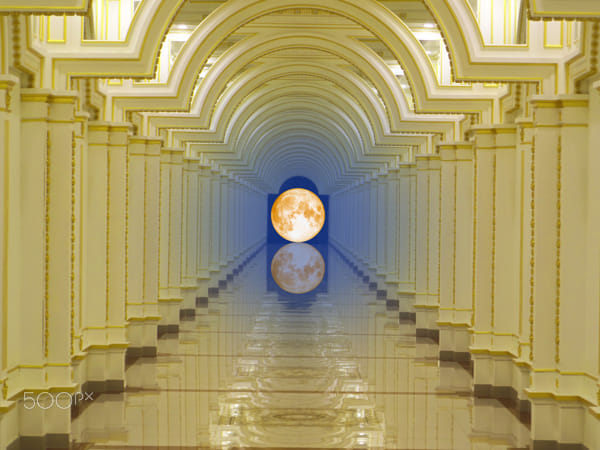 full blood moon in sameless room reflection on floor by darkfox elixir ...