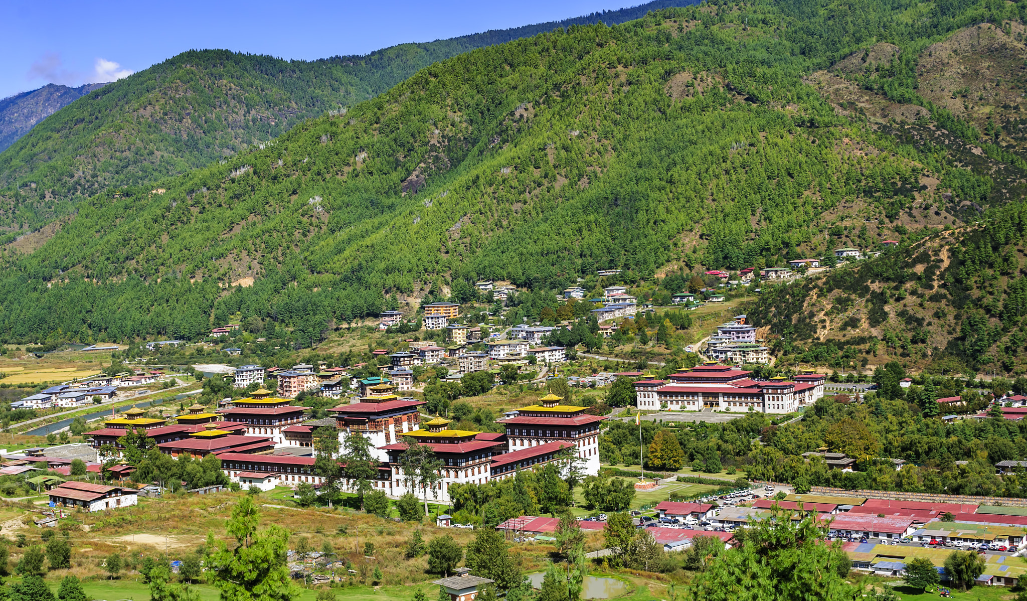 View of Thimphu, Supreme court, Capital of Bhutan with copy spac by ...