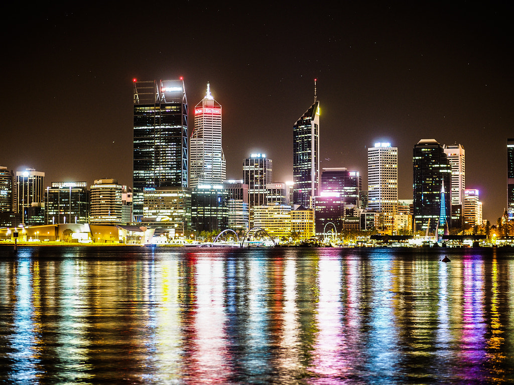 Perth : Skyline : Night panorama by Benjamin Ballande / 500px