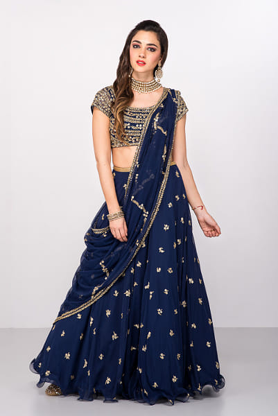 Designer Midnight Blue Lehenga on Rent - Flyrobe by Flyrobe | 500px