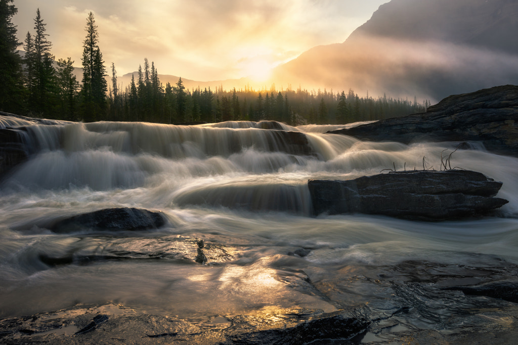 The Athabasca Fall in a Foggy Morning by Annie Fu / 500px