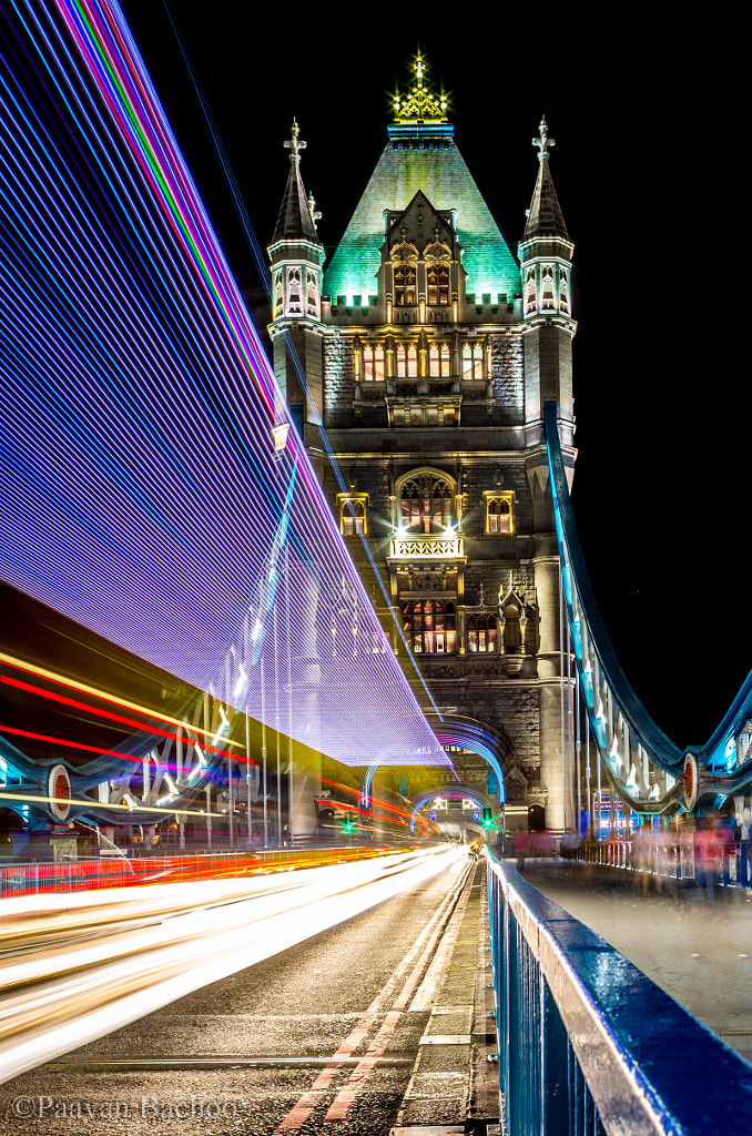Tower Bridge London with trailing Lights by Paavan Kumar Bachoo / 500px