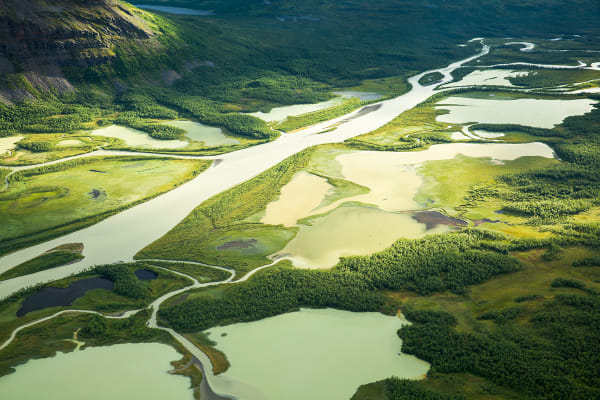 Rapa River delta (Rapa Valley, Rapadalen), Sarek National Park, Lapland ...