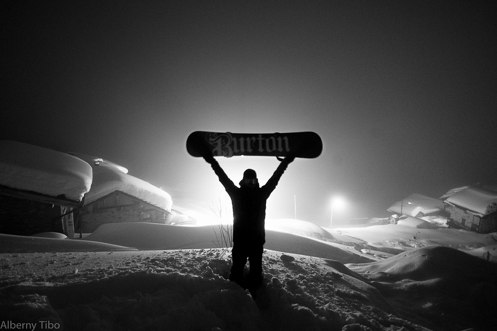 Snowboarding at night by Tibo Alberny / 500px