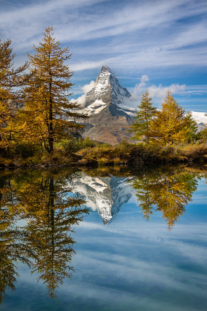 Reflection of Matterhorn in late Autumn, Switzerland by Urs Zihlmann ...