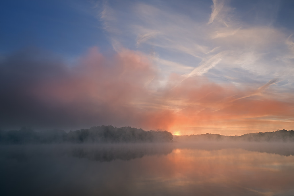 Sunrise Whitford Lake in Fog by Dean Pennala / 500px